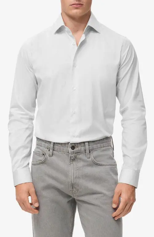 Mango Slim Fit Pinstripe Cotton Button-up Shirt - White Grey