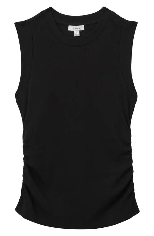 REISS Ruched Rib Tank - Black