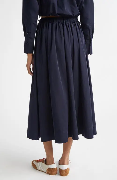 Veronica Beard Taffeta Midi Skirt - Navy