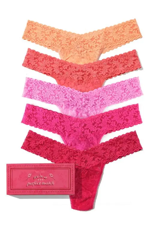 Hanky Panky Matchbox Assorted 3-pack Low Rise Thongs - Florence/coral/rose/pink