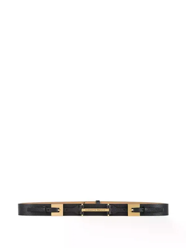 Elisabetta Franchi Double Buckle Plate Belt - Black