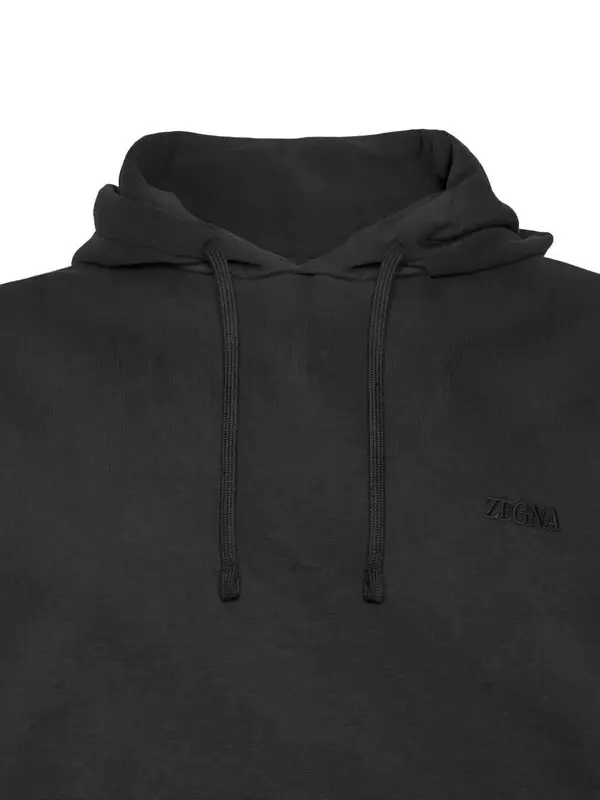 Zegna Hooded Drawstring Sweatshirt - Black