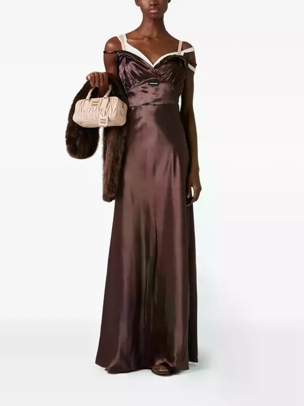 brown flared dress Brown Sugar- Fit/Flare Asymmetric Midi Dress/W Brooch (New)(2 colors) main image 0