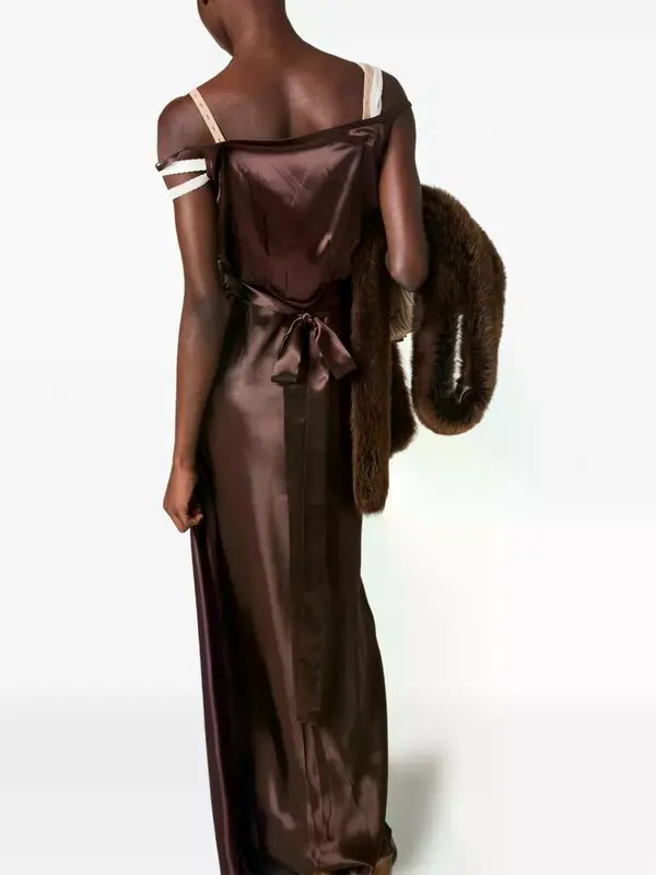 Miu Miu Flared Maxi Dress With Double Straps - Brown | Editorialist