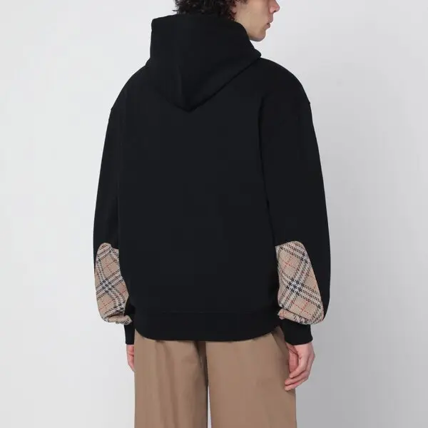 Burberry Cotton Hoodie With Check Pattern Inserts