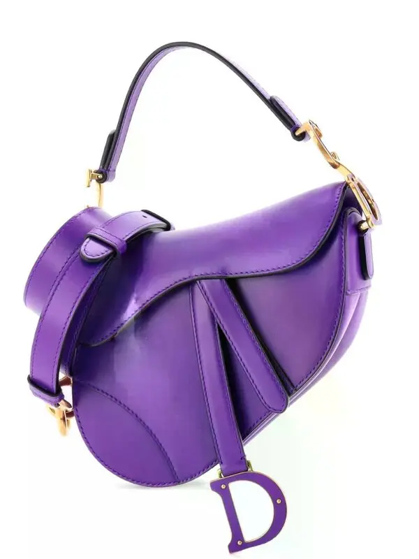 Dior Saddle Handbag With Strap Leather Mini Shoulder Bag - Purple