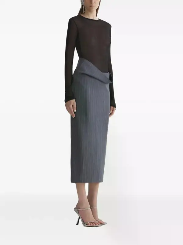 MUGLER Pinstripe Split Skirt - Grey