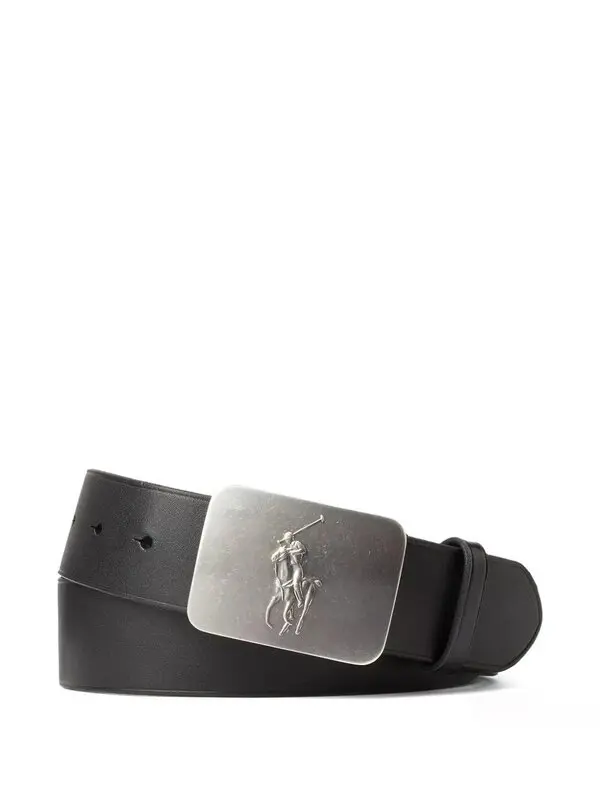 Polo Ralph Lauren Pony Plaque Leather Belt - Black