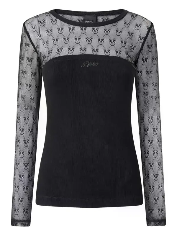 Pinko All-over Motif Mesh T-shirt