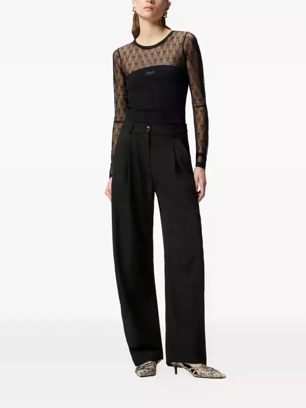 Pinko All-over Motif Mesh T-shirt - Black