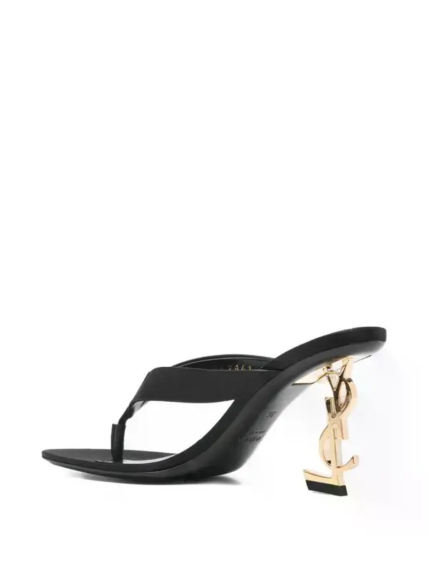 Saint Laurent Logo-heel Sandals - Black