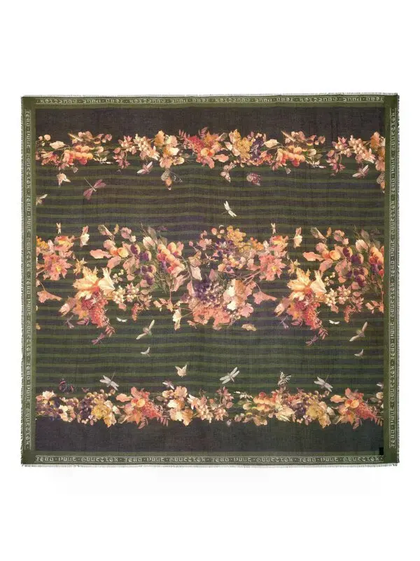 Jean Paul Gaultier Floral Striped Scarf - Green