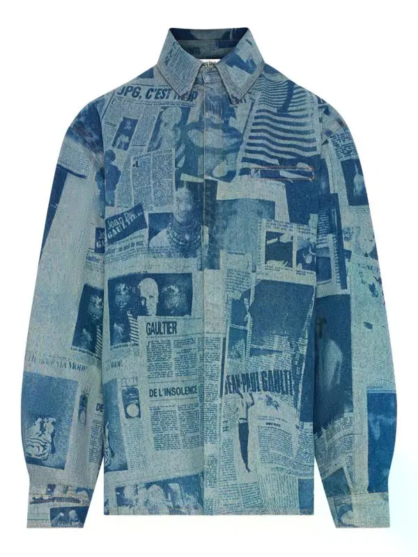 JEAN PAUL GAULTIER Newspaper Print Denim Shirt - Blue