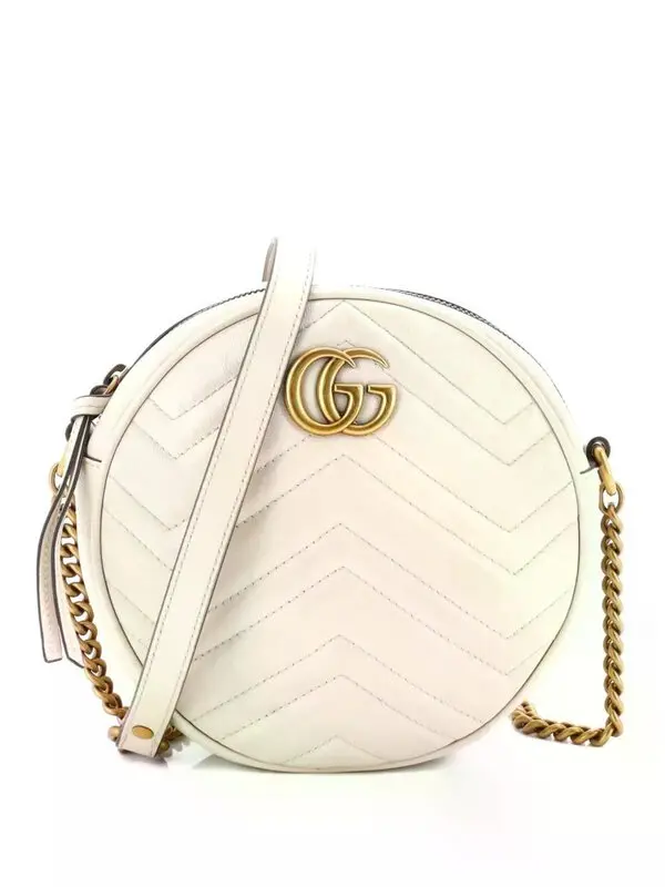Gucci Gg Marmont Round Mini Crossbody Bag - White