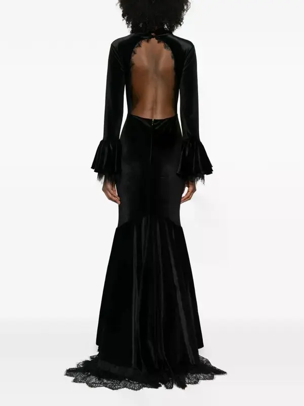 MIAU BY CLARA ROTESCU Embellished Bell-sleeve Maxi Dress - Black |  Editorialist