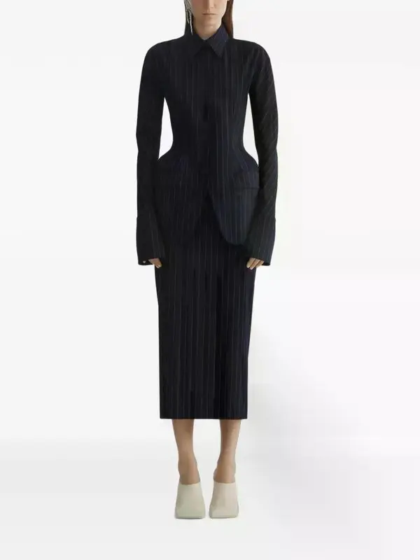 MUGLER Pinstriped Split Skirt - Black