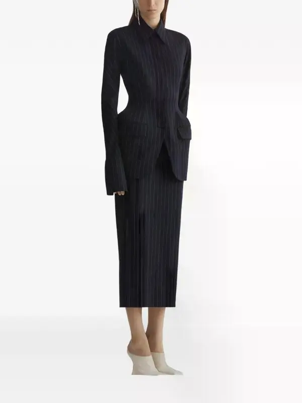 MUGLER Pinstriped Split Skirt - Black