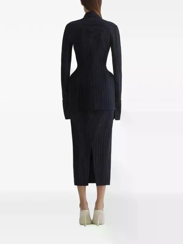 MUGLER Pinstriped Split Skirt - Black