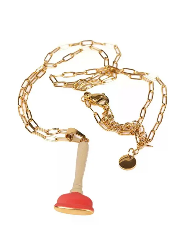 SELETTI X Toiletpaper Sink Plunger Necklace - Gold