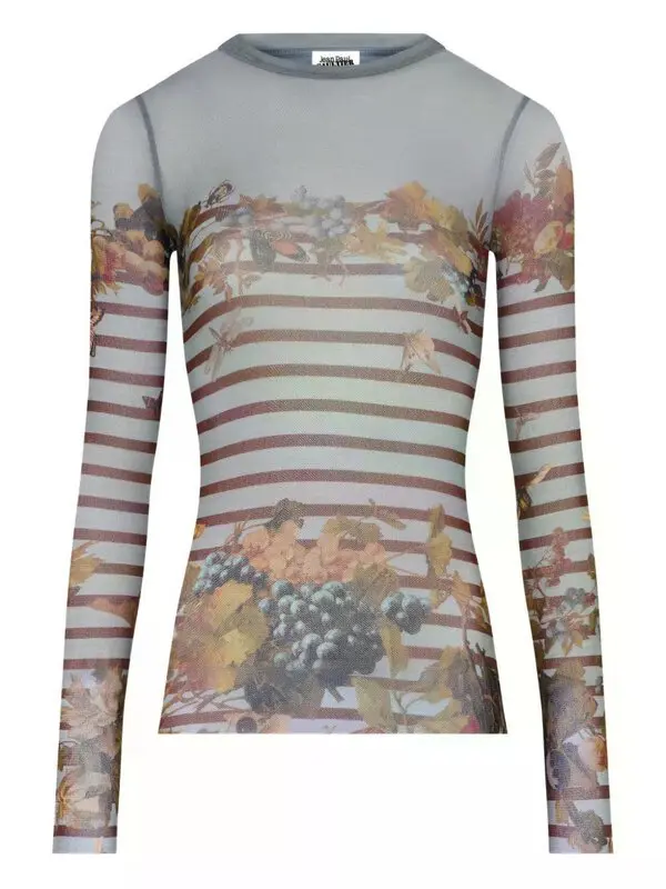JEAN PAUL GAULTIER Long Sleeve Striped Grape Top