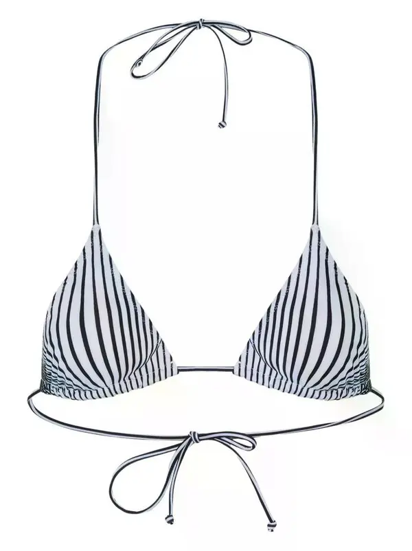 Jean Paul Gaultier Pinstripe Tie Bikini Top - White