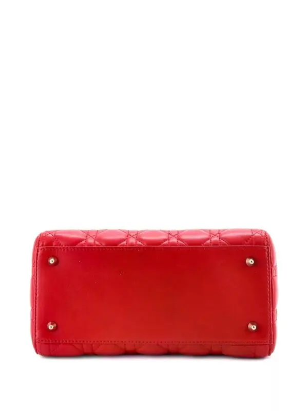 Dior Lady Cannage Quilt Lambskin Medium Satchel - Red