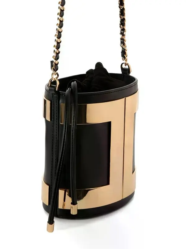 Elisabetta Franchi Bucket Bag With Logo - Black