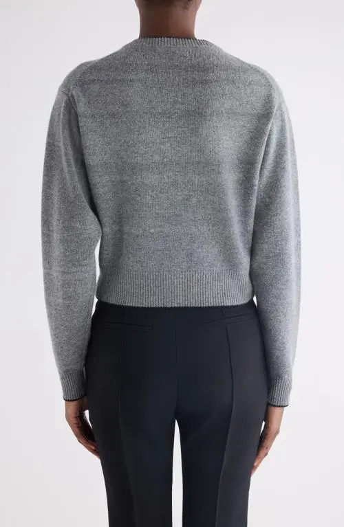 Chloé Embroidered Logo Wool & Cashmere Crop Cardigan - Divine Grey