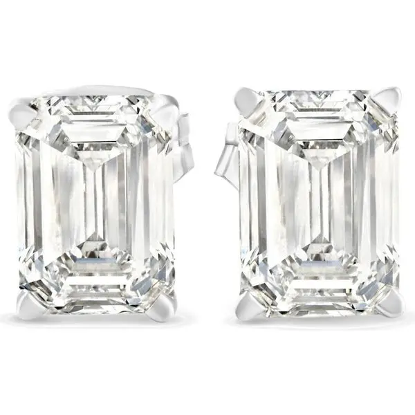 BLISS DIAMOND 2ct Tw Emerald Cut Lab Grown Diamond Stud Earrings - 14k White Gold