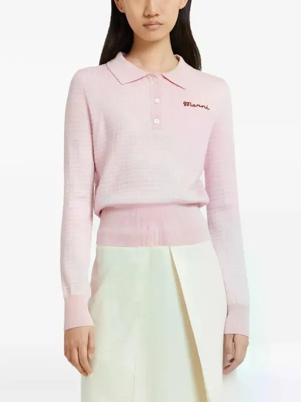 Marni Jacquard Embroidered Polo Shirt - Pink