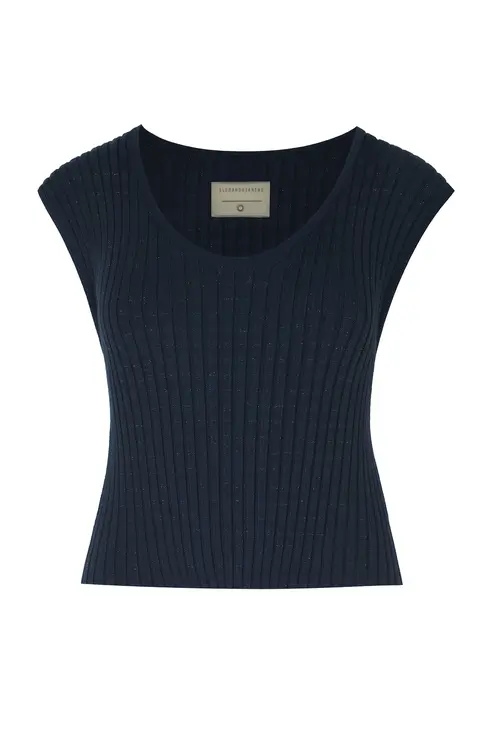 Alexandra Bueno Cherry Knit Top - Navy