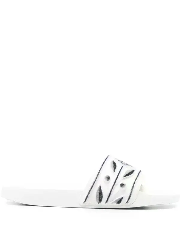 Casablanca Embroidery Pool Slides - White