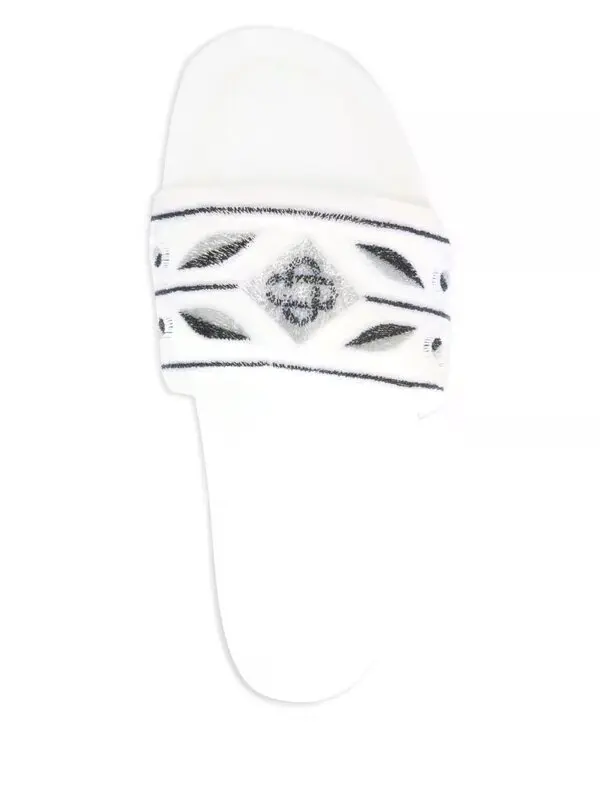 Casablanca Embroidered Slides - White