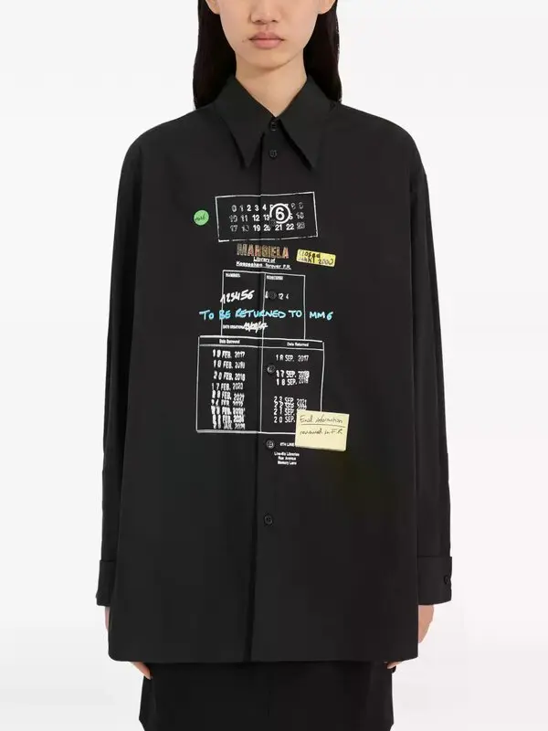 MAISON MARGIELA Graphic Print Long Sleeve Shirt - Black