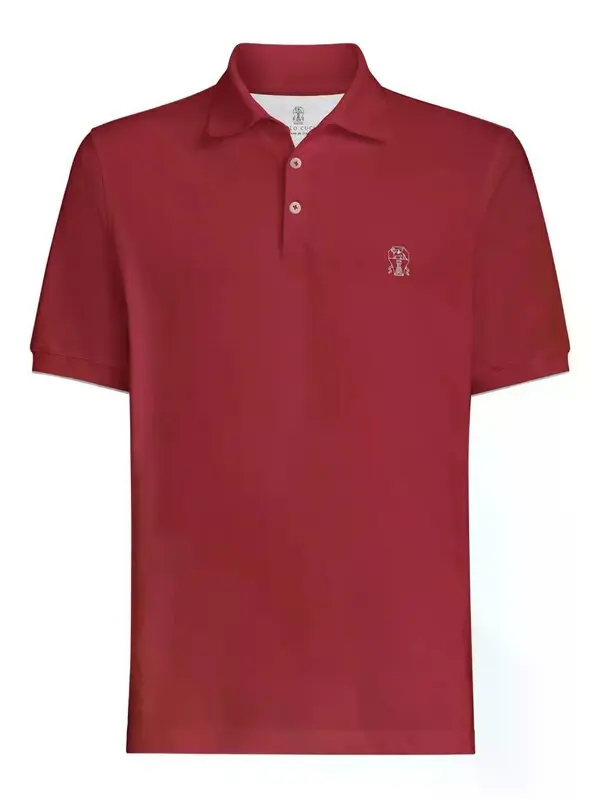Brunello Cucinelli Logo-embroidered Piqué Polo Shirt - Red