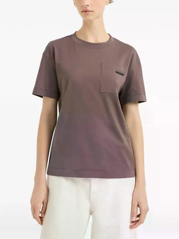 Brunello Cucinelli Cotton Jersey T-shirt With Monili Pocket Detail - Brown