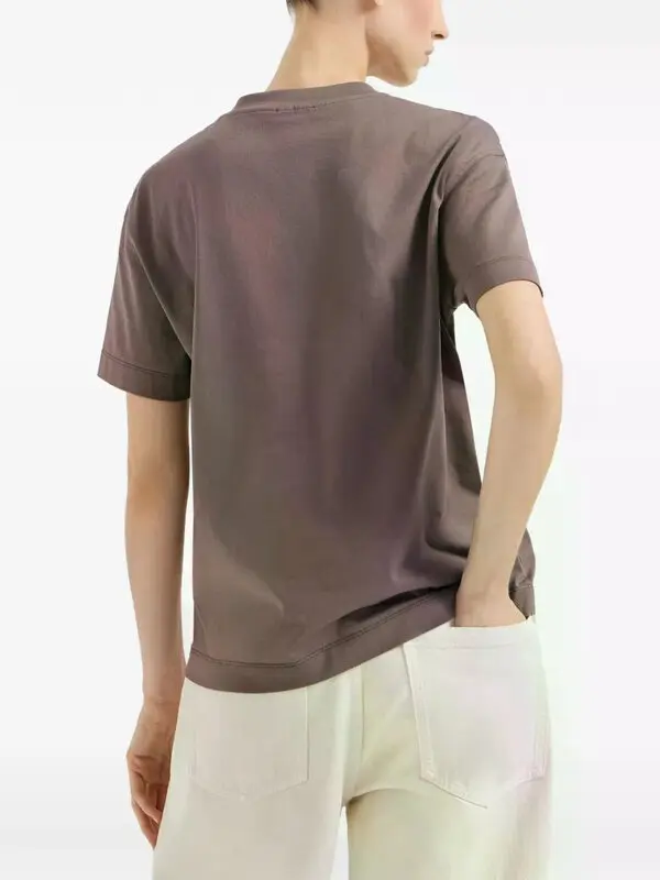 Brunello Cucinelli Cotton Jersey T-shirt With Monili Pocket Detail - Brown