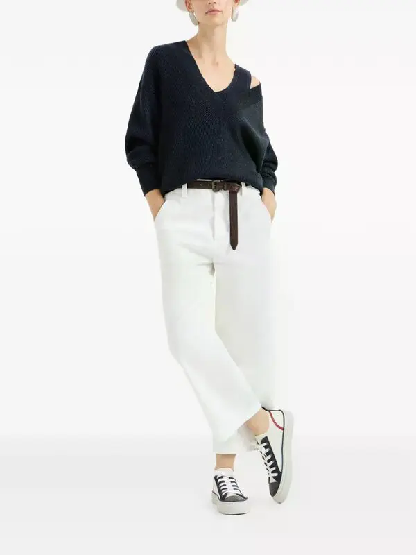 Brunello Cucinelli Ribbed V-neck Sweater - Blue