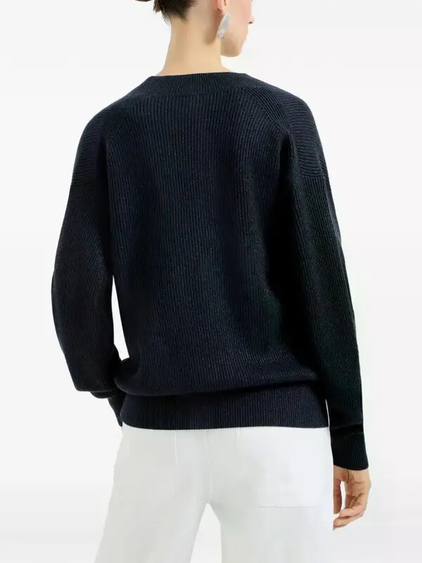 Brunello Cucinelli Ribbed V-neck Sweater - Blue