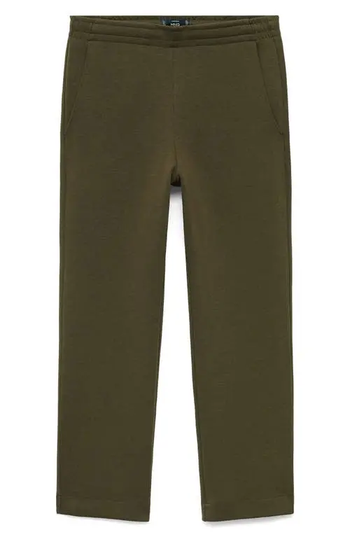Mango Knit Drawstring Pants - Olive Green