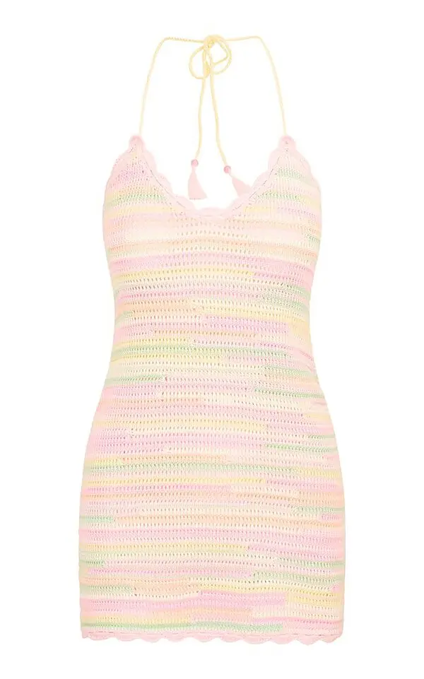 LoveShackFancy Zoa Crochet Striped Mini Dress - Multi