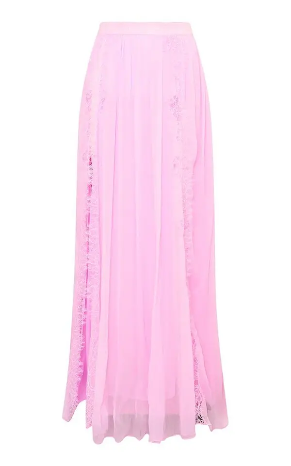 LoveShackFancy Isabelline Chiffon Slit Skirt - Pink
