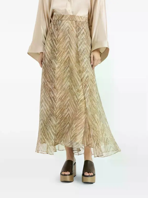 Brunello Cucinelli Midi Chevron-pattern Skirt - Neutrals