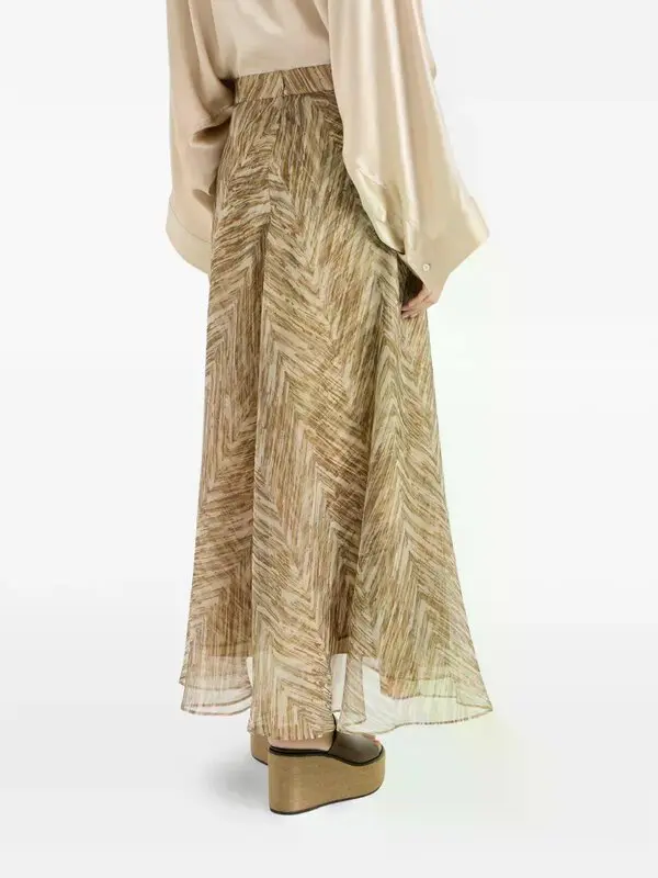Brunello Cucinelli Midi Chevron-pattern Skirt - Neutrals
