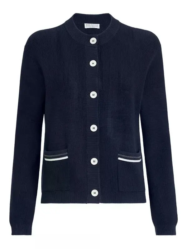 Brunello Cucinelli Ribbed Front-pocket Cardigan - Blue