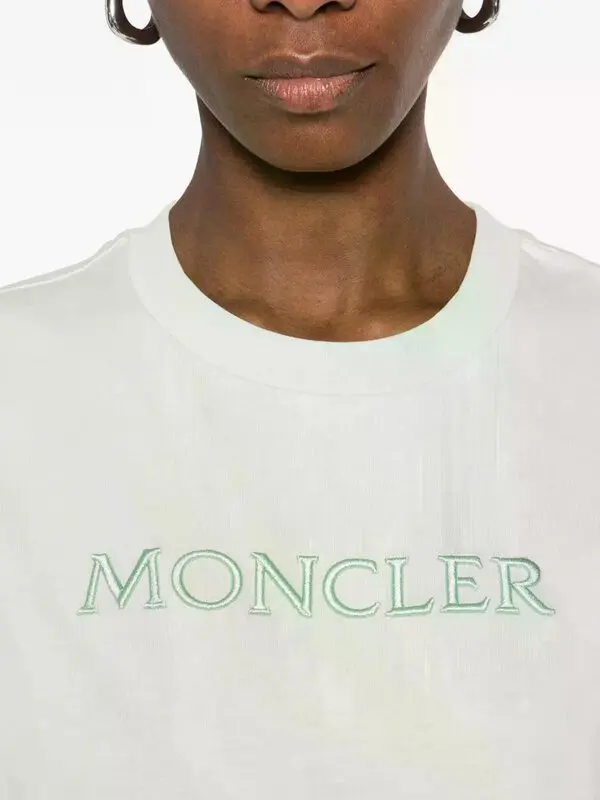 Moncler Logo-embroidered T-shirt - Neutrals