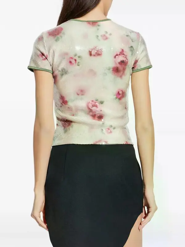 DIESEL® Skinny Fit Sequined Floral Print Top - Neutrals