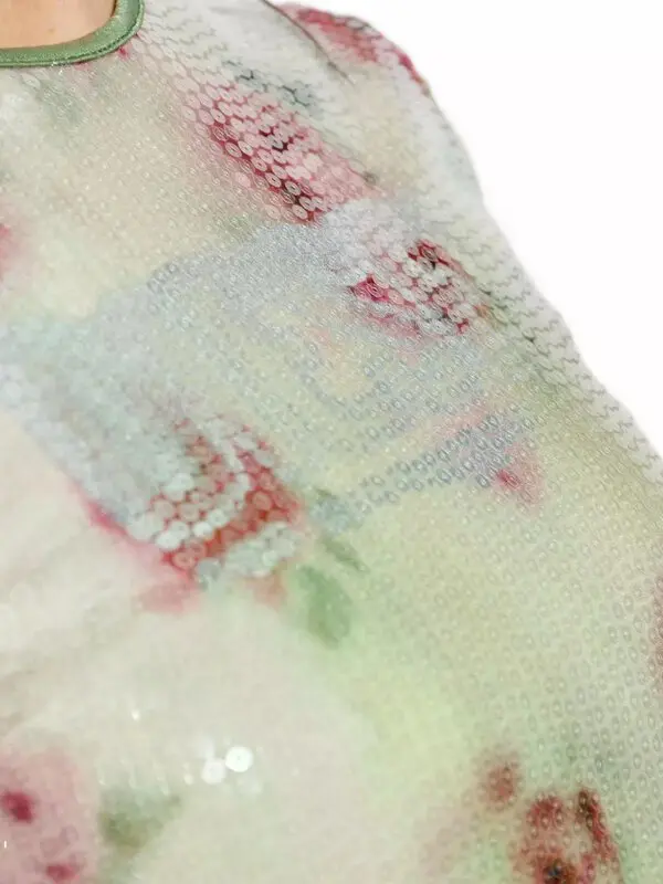 DIESEL® Skinny Fit Sequined Floral Print Top - Neutrals