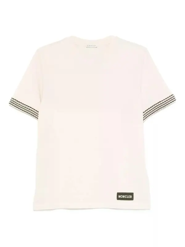 Moncler Patterned-sleeve T-shirt - Neutrals