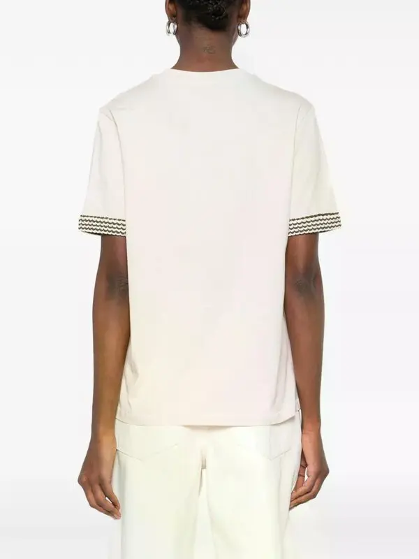 Moncler Patterned-sleeve T-shirt - Neutrals